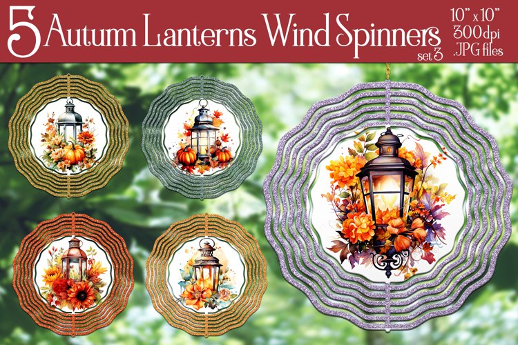 Autumn Lanterns Wind Spinner, Fall Flowers Wind Spinners