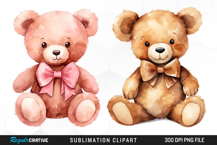 Watercolor Bears Sublimation PNG Clipart