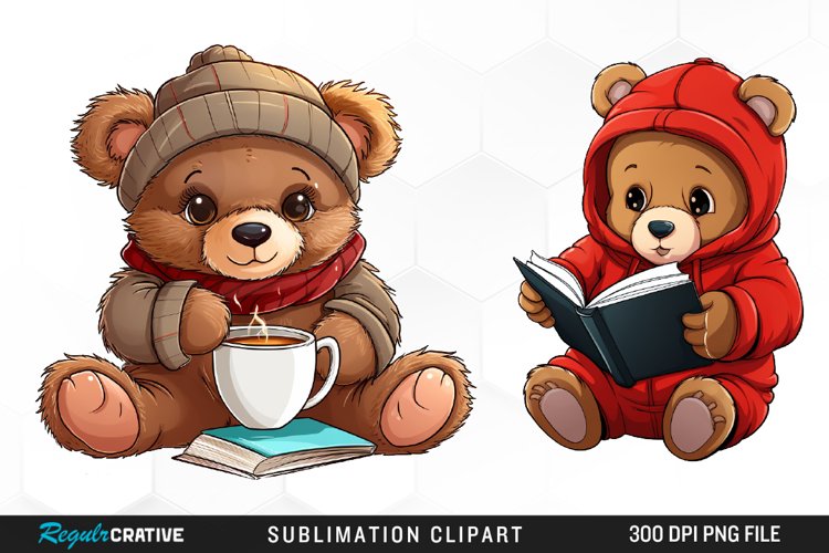 Watercolor Bears Sublimation PNG Clipart