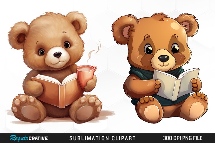Watercolor Bears Sublimation PNG Clipart