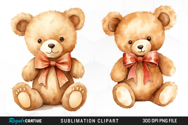 Watercolor Bears Sublimation PNG Clipart