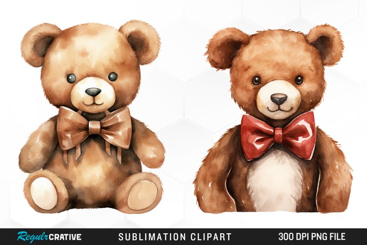 Watercolor Bears Sublimation PNG Clipart