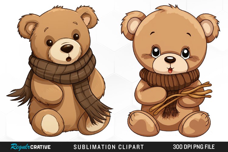 Watercolor Bears Sublimation PNG Clipart