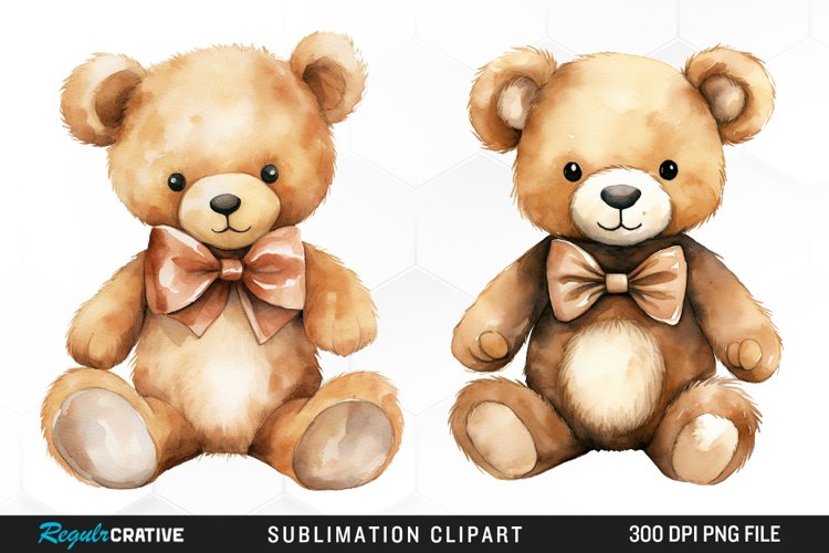 Watercolor Bears Sublimation PNG Clipart