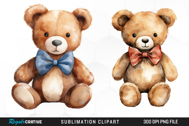 Watercolor Bears Sublimation PNG Clipart