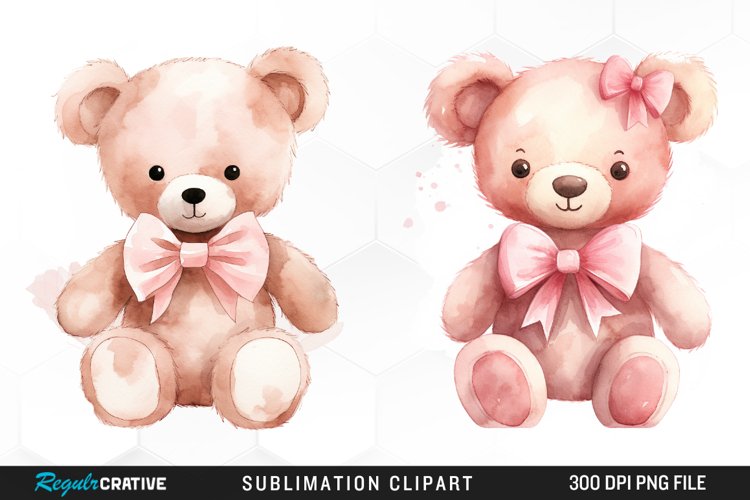 Watercolor Bears Sublimation PNG Clipart