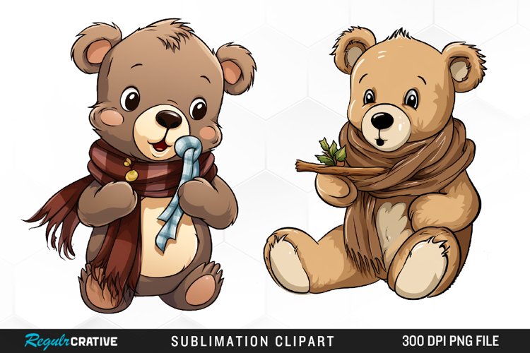 Watercolor Bears Sublimation PNG Clipart