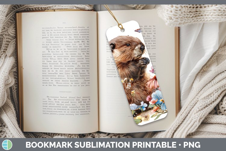 Watercolor Beaver Bookmark Sublimation Printable Designs