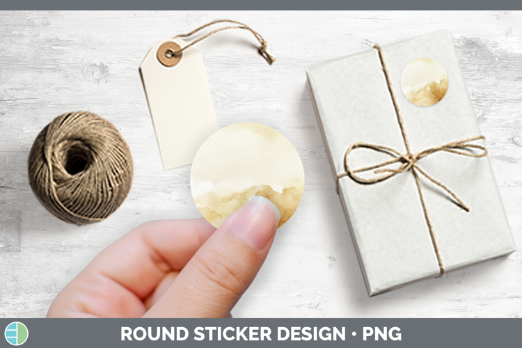 Watercolor Beige Stickers | Round Labels Designs