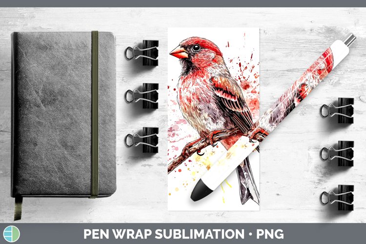 Watercolor Bird Finch Pen Wrap Sublimation Pen Designs