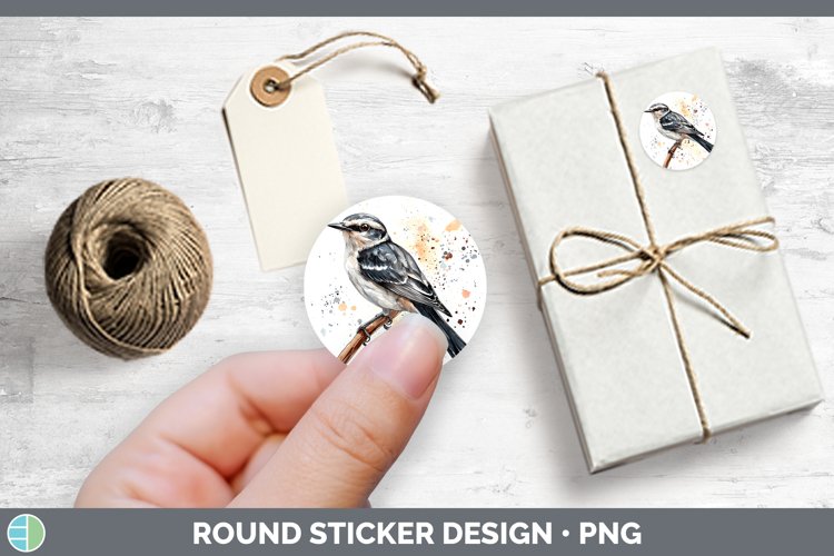 Watercolor Bird Mockingbird Stickers | Round Labels Designs