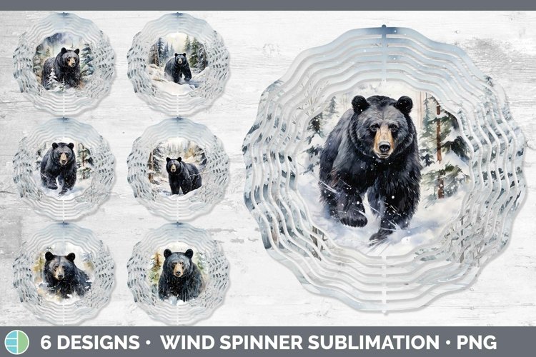 Watercolor Black Bear Wind Spinner | Bundle Spinner Designs