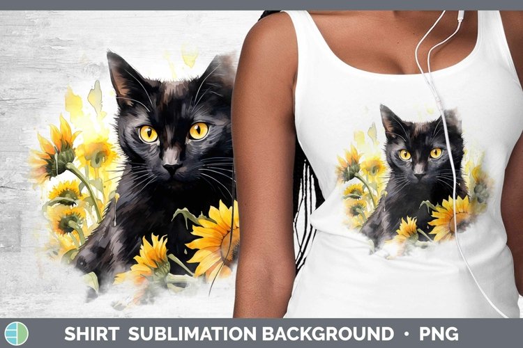 Watercolor Black Cat Shirt Sublimation Sublimation Backgroun