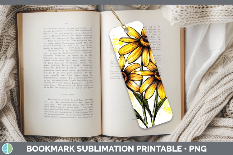 Watercolor Black-eyed Susan Bookmark Sublimation Printable D