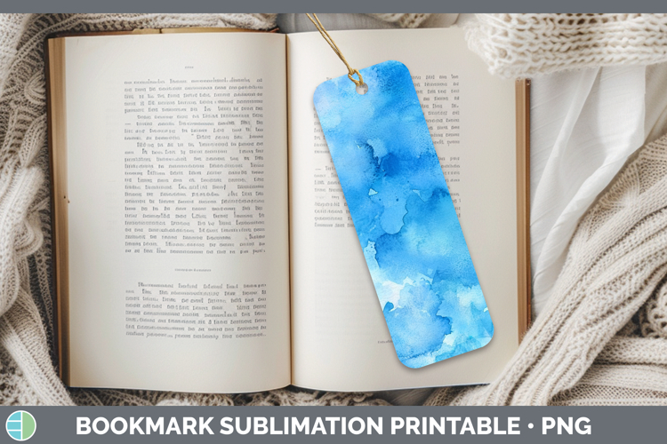 Watercolor Blue Bookmark Sublimation Printable Designs
