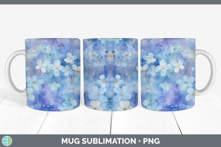 Watercolor Blue Mug Wrap Sublimation Coffee Cup Designs