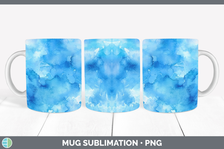 Watercolor Blue Mug Wrap Sublimation Coffee Cup Designs