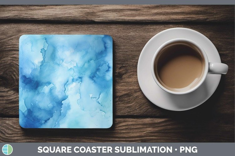Watercolor Blue Square Coaster Sublimation Coaster Designs