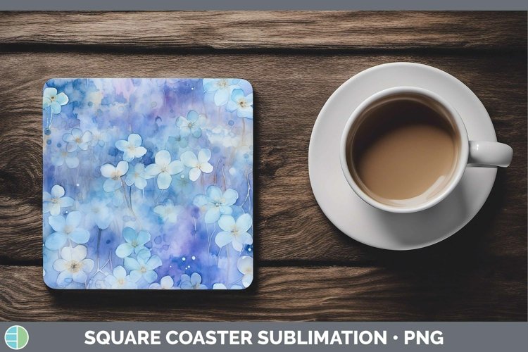 Watercolor Blue Square Coaster Sublimation Coaster Designs