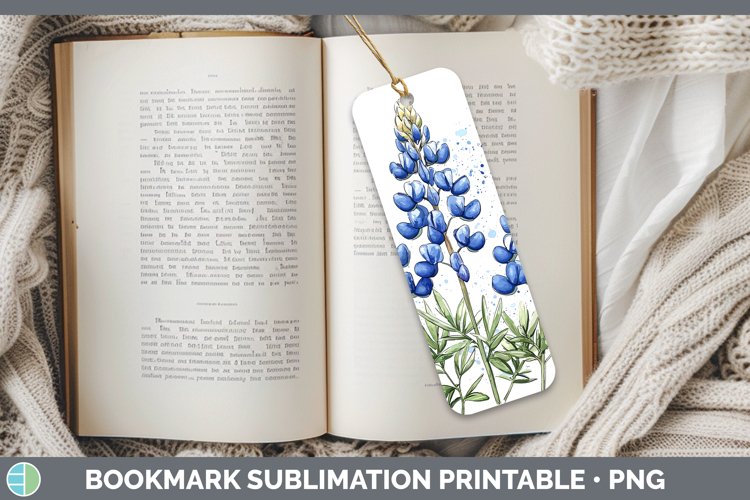 Watercolor Bluebonnet Bookmark Sublimation Printable Designs