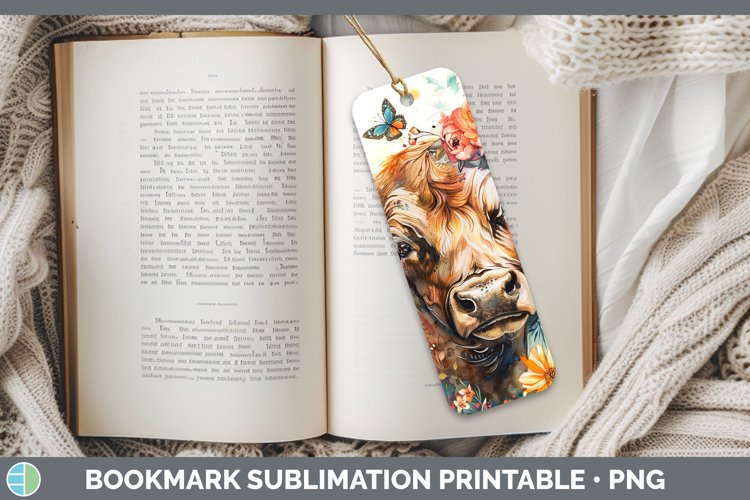 Watercolor Bull Bookmark Sublimation Printable Designs