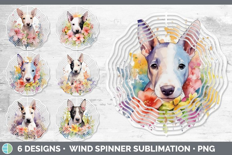 Watercolor Bull Terrier Dog Wind Spinner | Sublimation Spinn