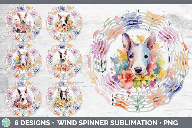 Watercolor Bull Terrier Dog Wind Spinner | Sublimation Spinn