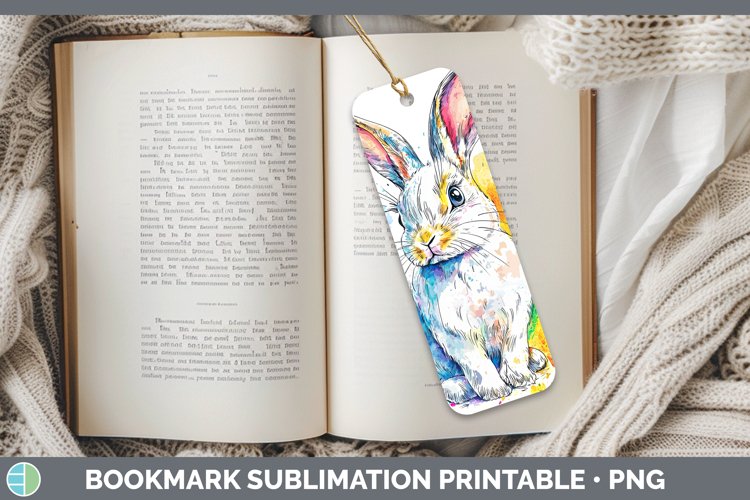 Watercolor Bunny Bookmark Sublimation Printable Designs