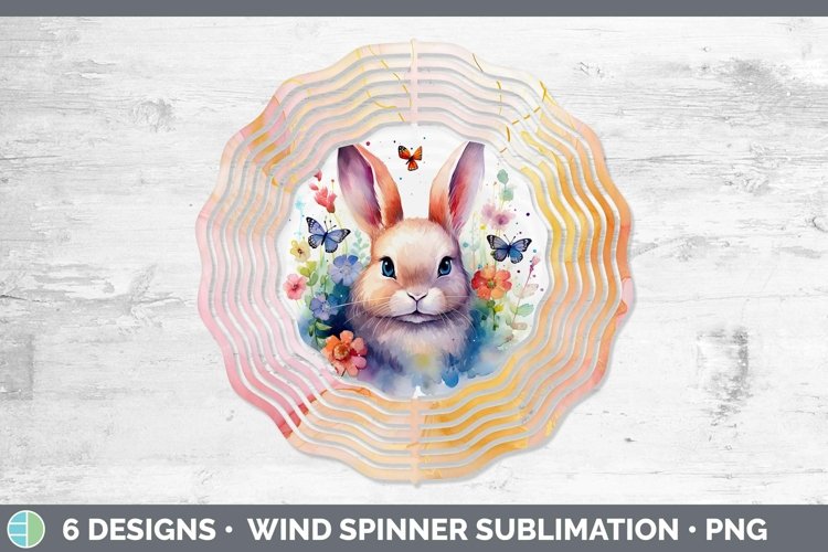 Watercolor Bunny Wind Spinner Sublimation Spinner Designs