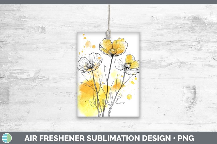 Watercolor Buttercup Air Freshener Sublimation Car Freshener