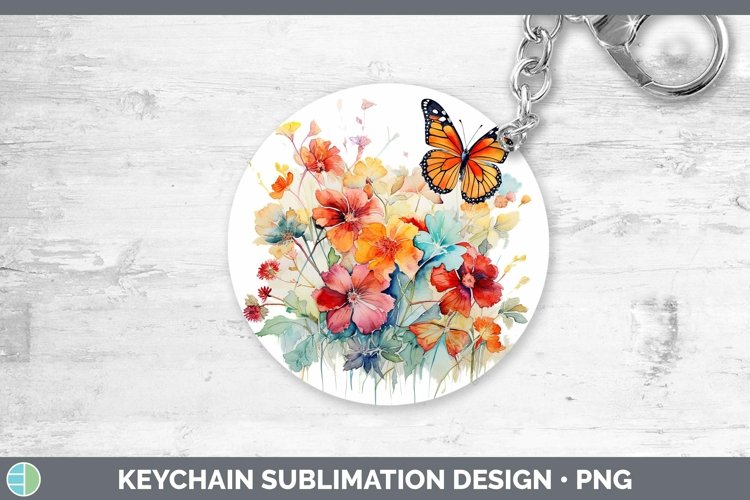 Watercolor Butterfly Keychain | Sublimation Keyring Designs