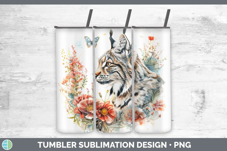 Watercolor Canada Lynx Tumbler Sublimation 20 oz Skinny Tumb