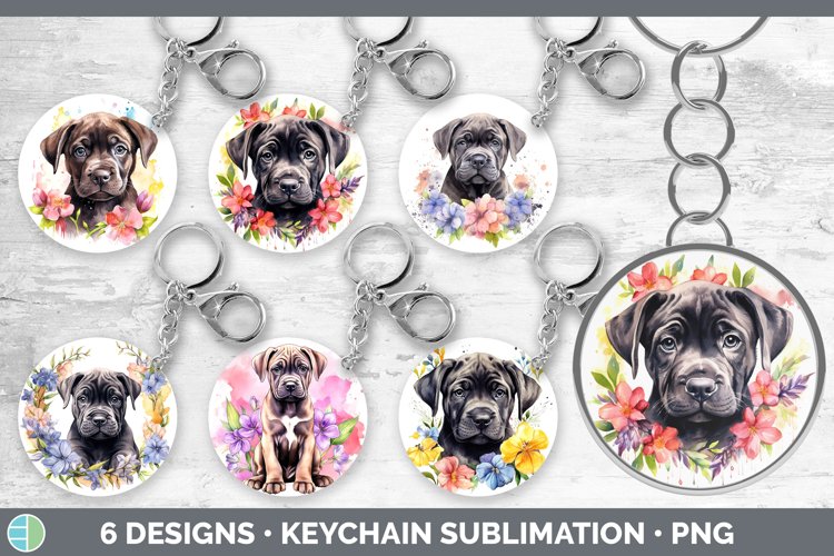 Watercolor Cane Corso Dog Keychain | Sublimation Keyring Des
