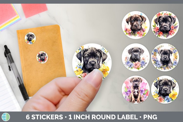 Watercolor Cane Corso Dog Stickers | Round Labels Designs Bu