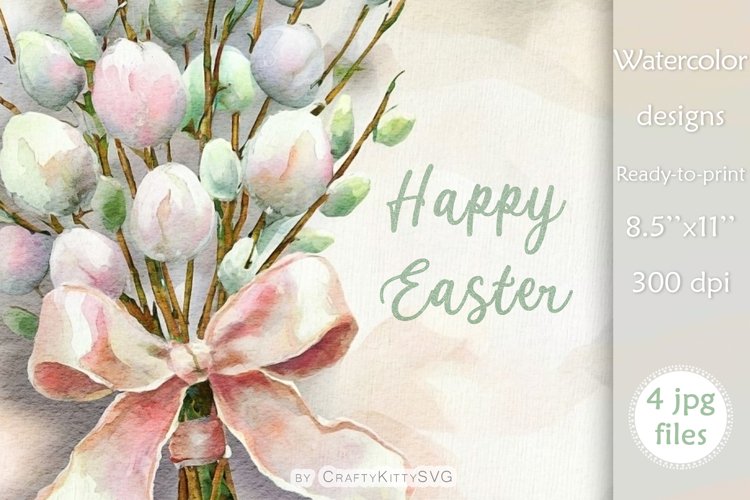 Happy Easter Watercolor JPG cards, Watercolor (3420090)