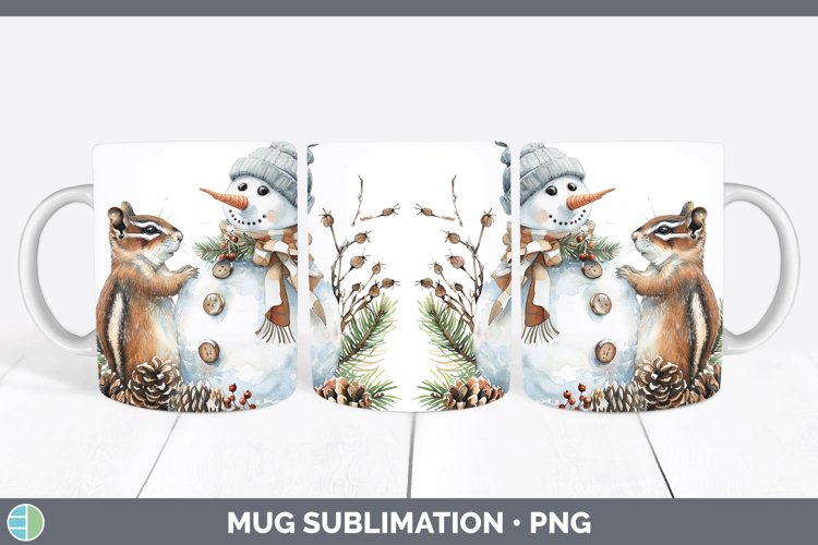 Watercolor Chipmunk Mug Wrap Sublimation Coffee Cup Designs