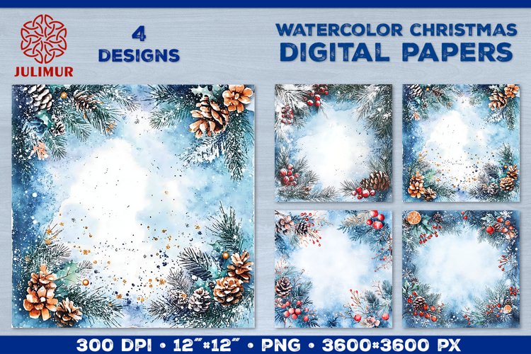 Watercolor Winter Christmas Decoration Digital (4737217)