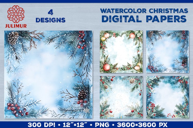 Watercolor Winter Christmas Decoration Digital (4737222)