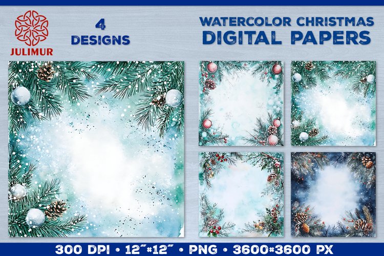 Watercolor Winter Christmas Decoration Digital (4737233)