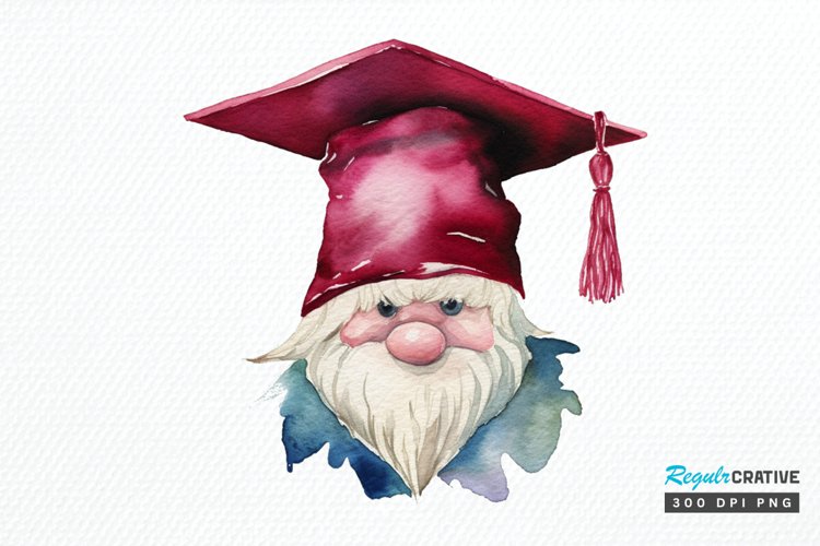 Watercolor Gnome Graduate PNG Clipart