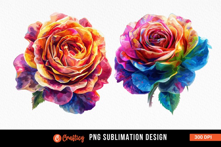 Watercolor Colourful Roses Clipart