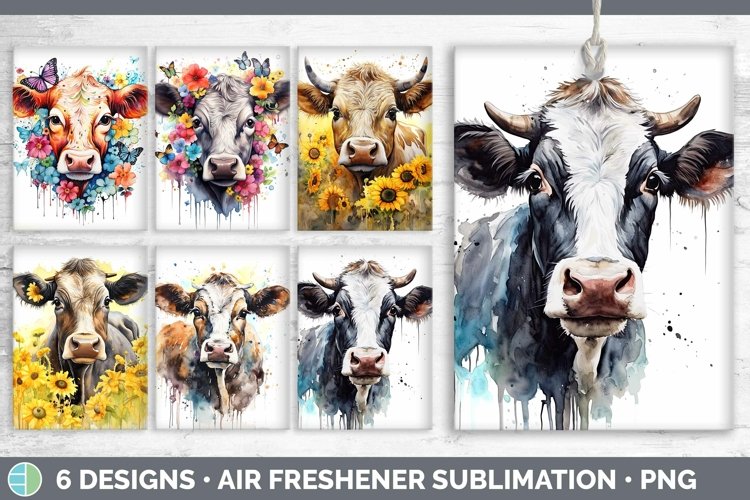 Watercolor Cow Air Freshener | Bundle Car Freshener Designs