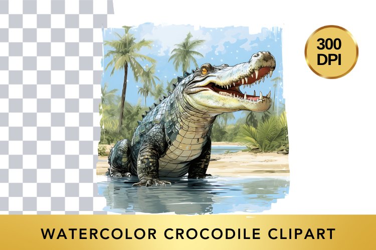 Watercolor crocodile Clipart
