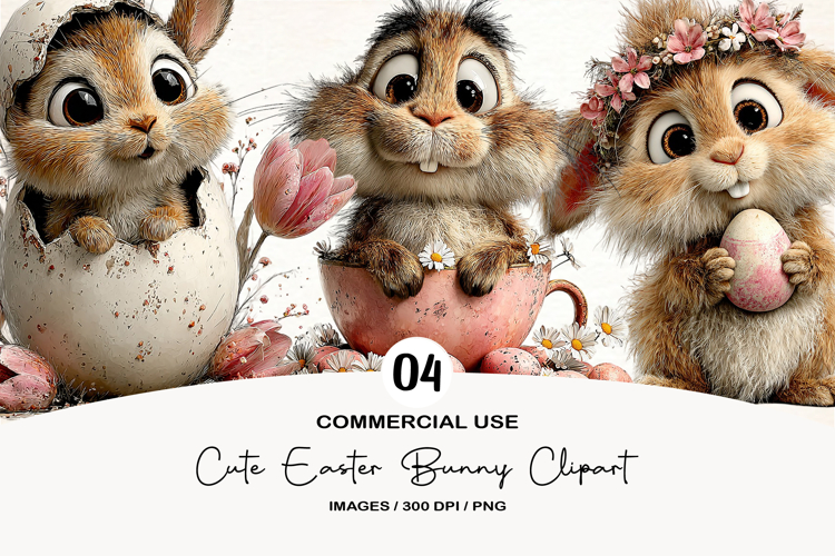 Watercolor Cute Easter Bunny Clipart (6512989)