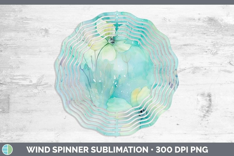 Watercolor Cyan Wind Spinner Sublimation Spinner Designs