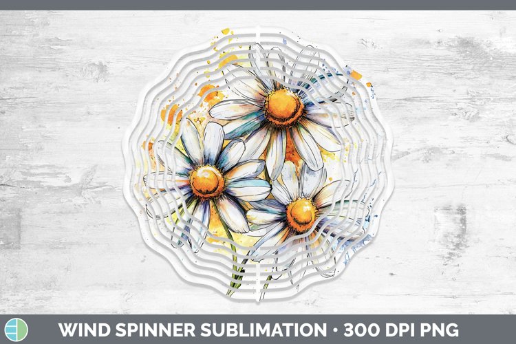 Watercolor Daisy Wind Spinner Sublimation Spinner Designs