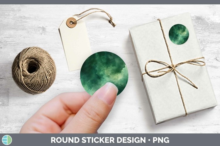 Watercolor Dark Green Stickers | Round Labels Designs