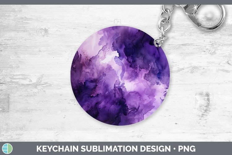 Watercolor Dark Purple Keychain Sublimation Keyring Designs