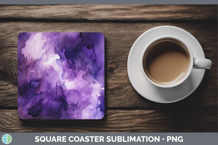 Watercolor Dark Purple Square Coaster Sublimation Coaster De