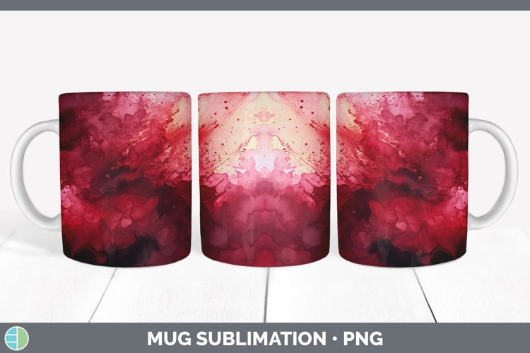 Watercolor Dark Red Mug Wrap Sublimation Coffee Cup Designs